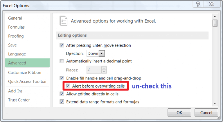 How To Disable Theres Already Data Here Do You Want To Replace It Warning Excel Macros